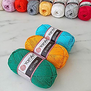 Yarn Art Begonia 100% Mercerized Cotton, Lot of 5 Skein (Pack),Total 8.8 Oz. Each 1.76 Oz (50g) / 185 Yrds (169m), Fine Sport:2 (5351)