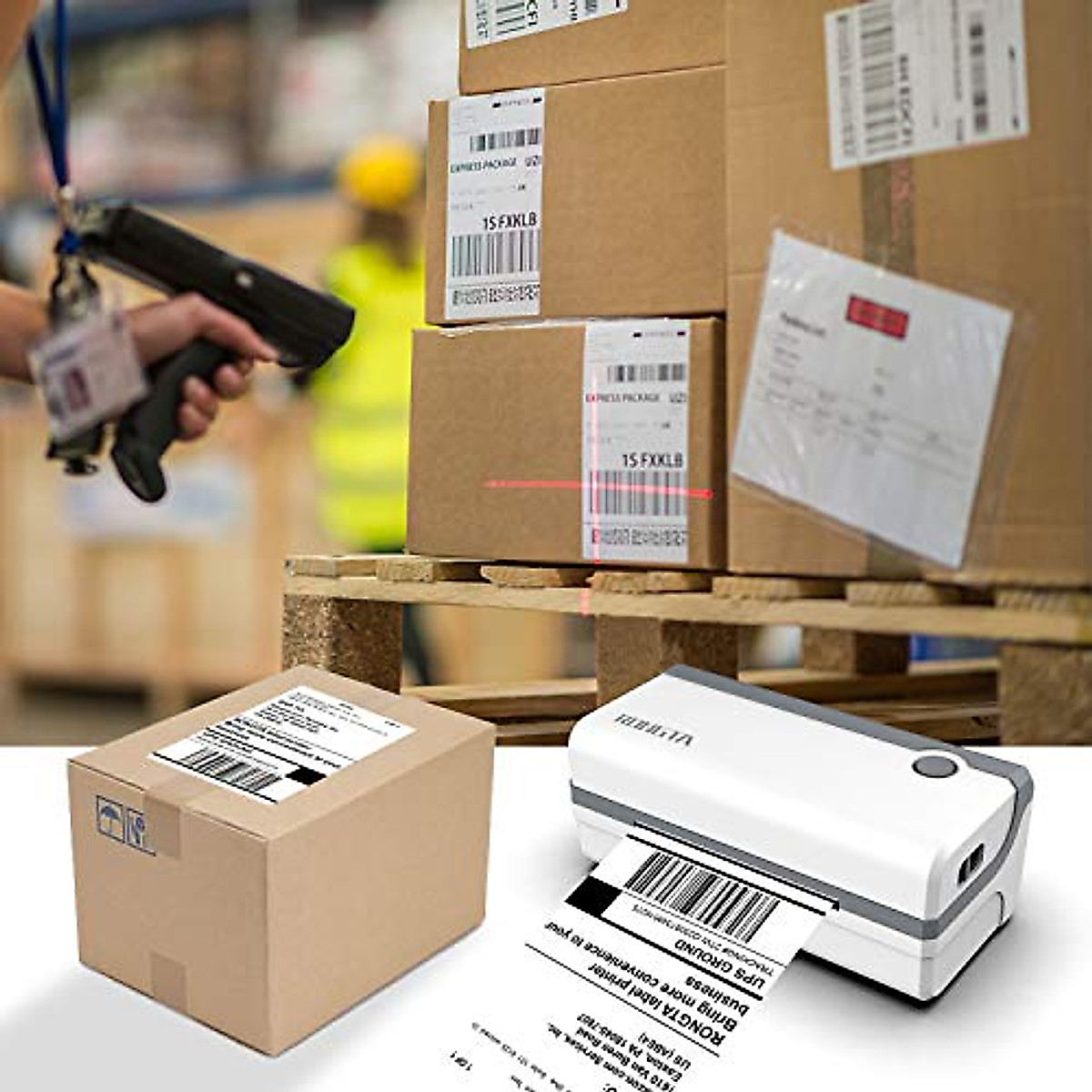 Rongta Label Printer,Thermal Shipping Label Printer,4x6 Shipping Label Printer for Small Business, Supports Amazon,UPS, FedEx,UPS, Etsy,Shopify Etc,Compatible with Windows & Mac OS(RP420)