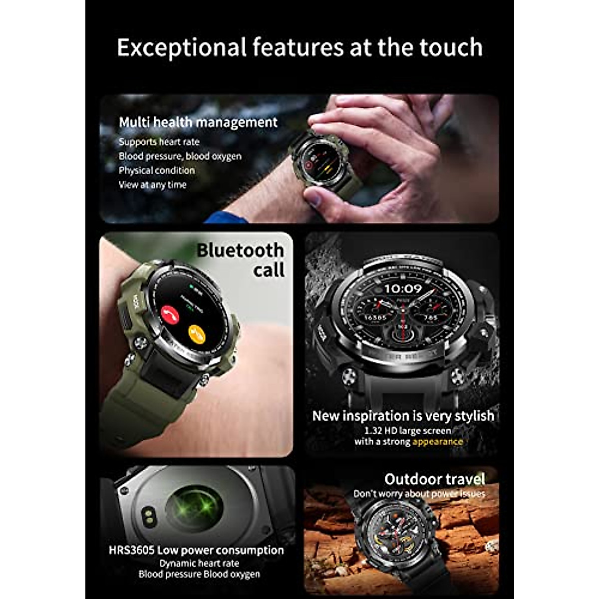 Smart Watches for Women Men,Smartwatch with Blood Pressure, Blood Oxygen Monitor, IP68 Waterproof Fitness Tracker 1.32" HD Screen Sleep Monitor Health Tracker Watch for iOS&Android System (Green)