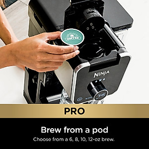 Ninja CFP301 DualBrew Pro System 12-Cup Coffee Maker, Single-Serve for Grounds & K-Cup Pod Compatible, 4 Brew Styles, Frother, 60-oz. Water Reservoir with Separate Hot Water Dispenser & Carafe, Black