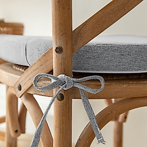 Eiury Kitchen Chair Cushion - 17"x16.5" Indoor Chair Pad with Ties for Dining Chairs - Non-Slip U-Shaped Rubber Back - Machine Washable Seat Cover - Grey