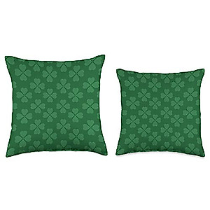Irish Green Four Leaf Clover Irish Shamrock Green Four Leaf Clovers Throw Pillow, 16x16, Multicolor