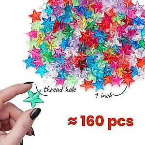 Plastic Stars - Gemstones and Crystals - Pack of 160pcs Vase Filler - Jewels for Crafts - Fish Tank Rocks - Sensory Bin Filler - Gems for Crafting - Fake Ice - Aquarium Stones - Multicolored