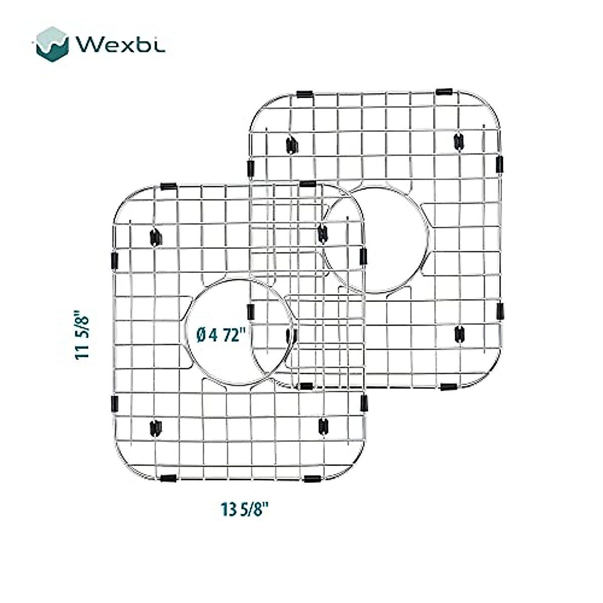 EUOTEO Kitchen Sink Bottom Grid Protector Drying Rack 2pcs Set - 13 5/8 in x 11 5/8 - Stainless Steel Protector with Draining Hole