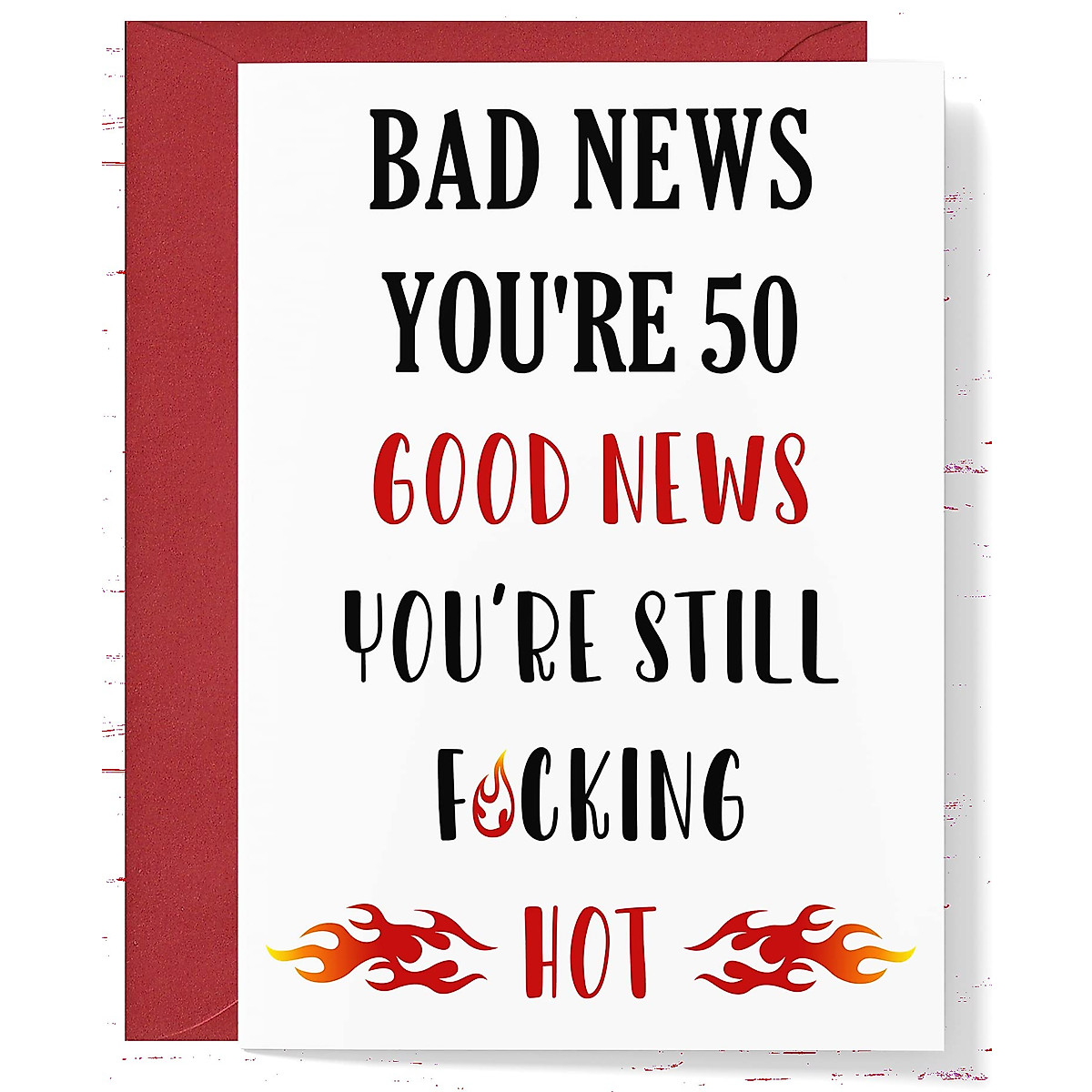Audacious Cards 50th Birthday Card for Her - Funny 50 Year Old Birthday Card - Bad New You're 50 Good News You're Still Fucking Hot
