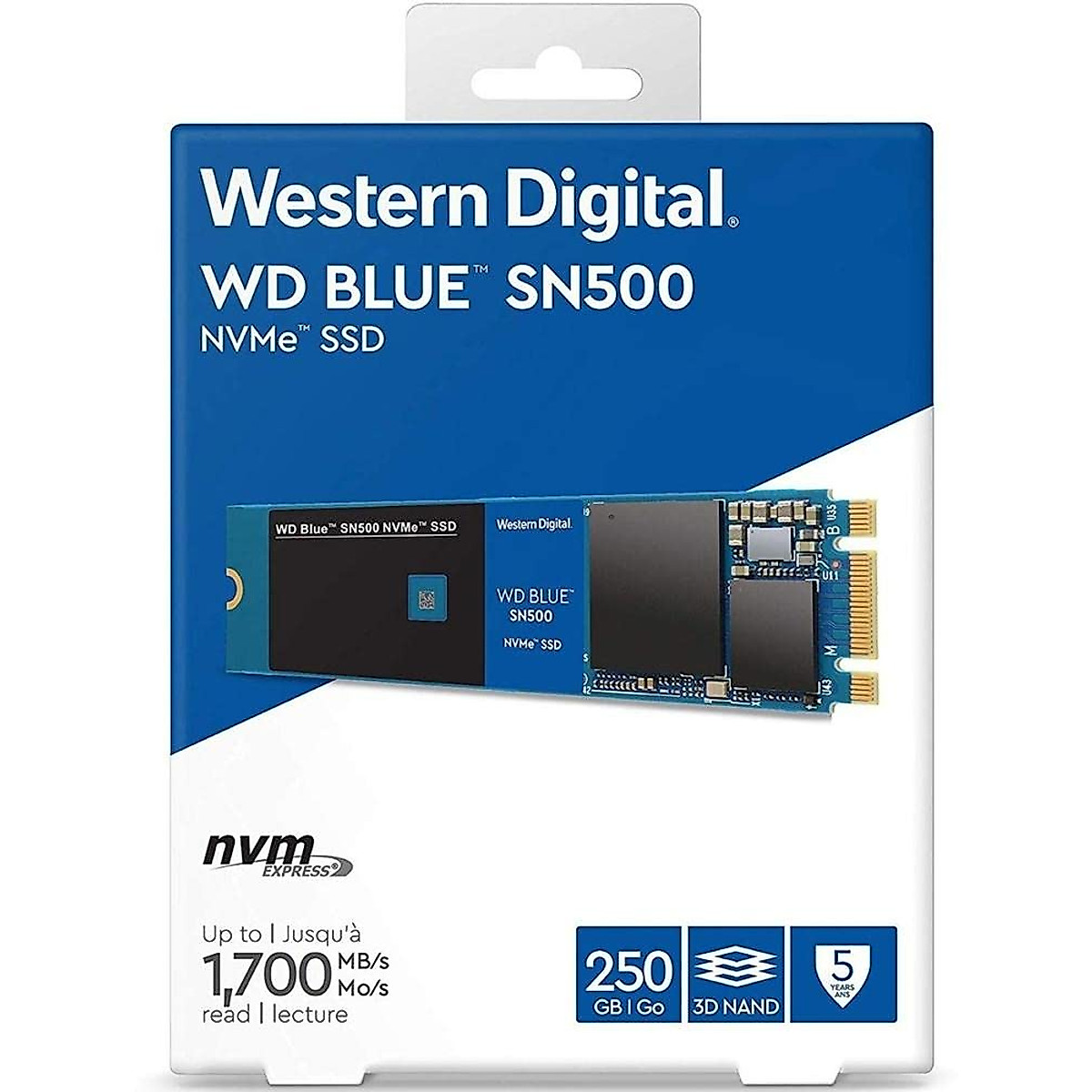 Western Digital 250GB WD Blue SN500 NVMe Internal SSD - Gen3 PCIe, M.2 2280, 3D NAND, Up to 1700 MB/s - WDS250G1B0C