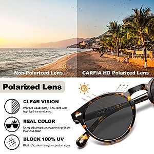 CARFIA Vintage Round Acetate Polarized Sunglasses for Women UV Protection CA5288