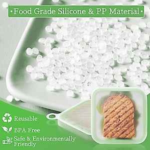 Anjing Silicone Sandwich Container for Lunch Boxes, 2 Pcs Food Storage Containers with Lids, Meal Prep Reusable Bag BPA Free Bento Box Microwave, Freezer & Dishwasher Safe