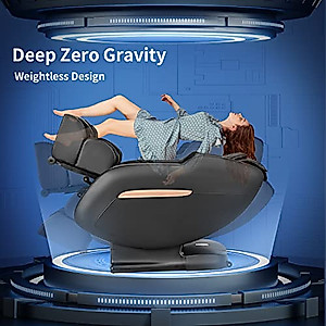 MYNTA Massage Chair, 3D SL-Track Full Body Massage Chair Recliner with Body Scan, Heat, Zero Gravity, Thai Stretch, Bluetooth Speaker, Airbags and Foot Rollers, Black
