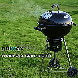 CUSIMAX Charcoal Grill BBQ Kettle Portable Grill Barbecue Grill Outdoor Cooking Grills & Smokers for Camping Patio Picnic Backyard, 18.5 Inch, Black