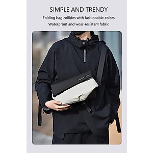 Trendy Montage Crossbody Bags for wen women, Upgrade Buckle Hiking Daypack, Waterproof Sling Chest Bag Backpack (Black and Blue)