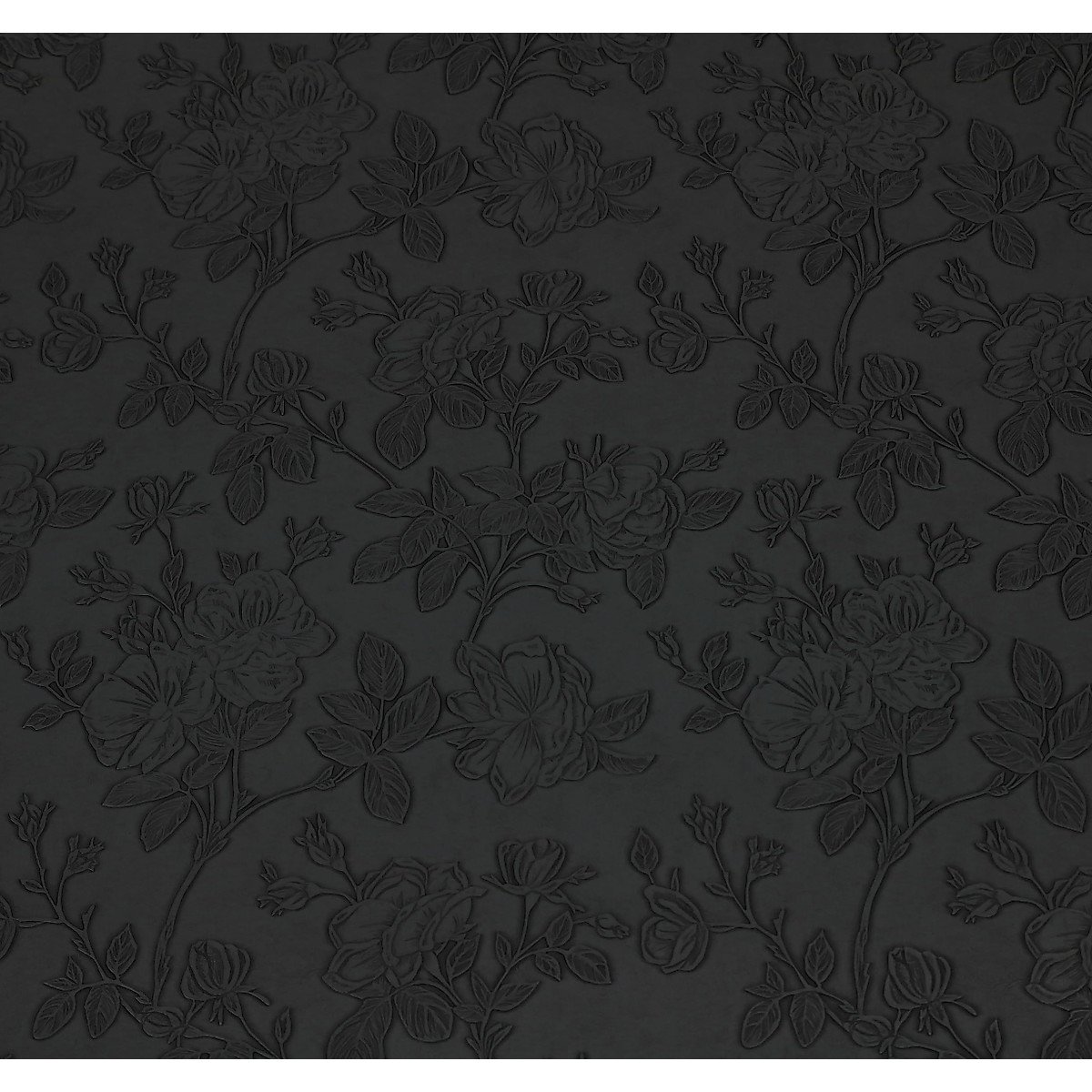 A-Express Floral Faux Leather Fabric - Embossed PU Synthetic Leather - 54" Wide by The Yard Vinyl Pleather Material - Upholstery Fabric for Car, DIY Craft Sheets - 1/2 Yard 54" x 18" Black