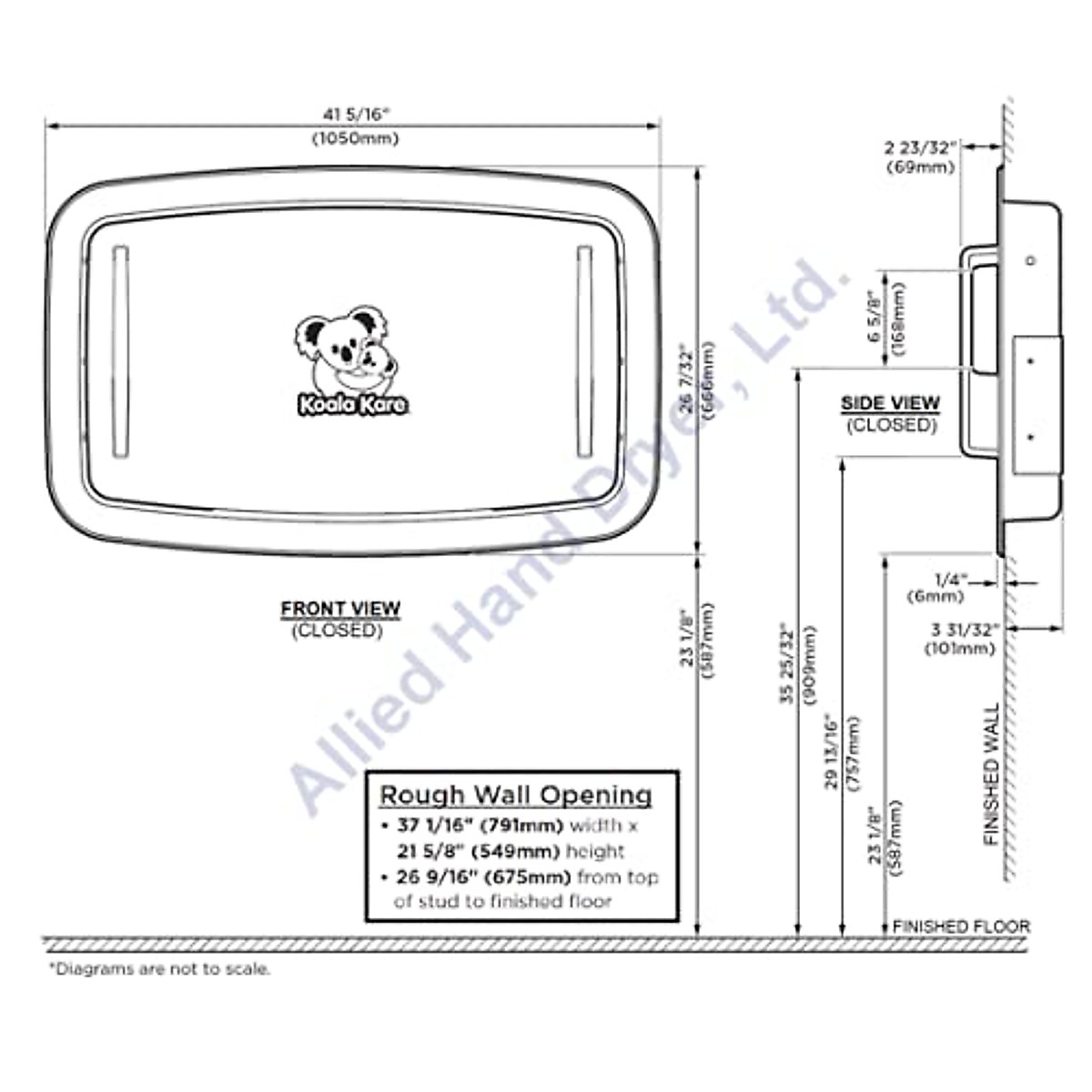 Koala Kare® KB310-SSRE - Recessed Horizontal Stainless Steel Baby Changing Station (New for 2021)