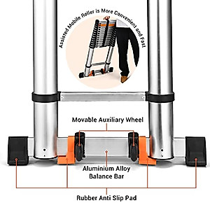 Telescoping Ladder Extension Multi-Purpose 18.5 FT Aluminum Foldable Industrial Compact Loft Ladder Household Daily or Emergency Use Portable Extendable Step Ladders 330 lb Large Loading Capacity