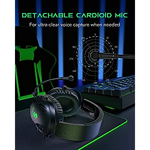 Black Shark Wireless Gaming Headset with Detachable Ultra Clear Microphone - Bluetooth 5.2 - Wired 3.5MM - 2.4 Ghz Wireless 3 Modes, Hi-Fi 7.1 Sound Over Ear for PC, PS5, PS4, Xbox One, Switch Gamer