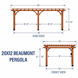 Backyard Discovery Beaumont 20x12 ft All Cedar Wood Pergola, Durable, Quality Supported Structure, Snow and Wind Supported, Rot Resistant, Backyard, Deck, Garden, Patio, Outdoor Entertaining