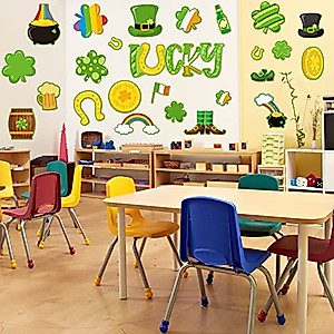 25 Pieces St. Patrick's Day Cutouts Lucky Shamrock Cutouts for Home Classroom St. Patrick's Day Bulletin Board Decorations
