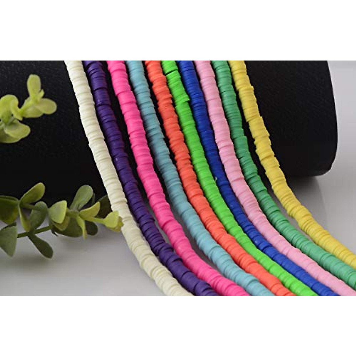 Clay Beads 10strands 6mm Vinyl Heishi Chip Disk Flat Round Loose Handmade Polymer Fimo Spacer Bead About 3200pcs Mutilcolor DIY for Jewelry Making Necklace Bracelet Finding (6mm, 10 Color Mixed)