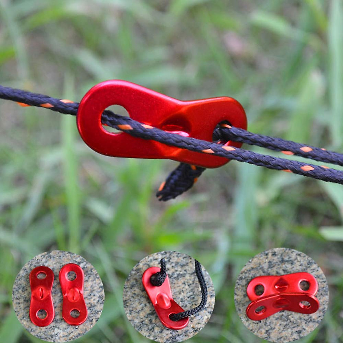 Kitmate Aluminum Alloy Guyline Cord Adjuster,20 Pieces Tent Tensioners Rope Adjuster Tent Rope Adjuster Camping Accessories for Camping Tent Canopy Tabernacle Hiking Backpacking Outdoor Activity