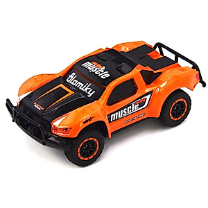 Blomiky 4WD 9MPH High Speed Racing RC Car 1/43 Scale 2.4GHz Electric Mini Remote Control Truck Vehicle D143 Orange