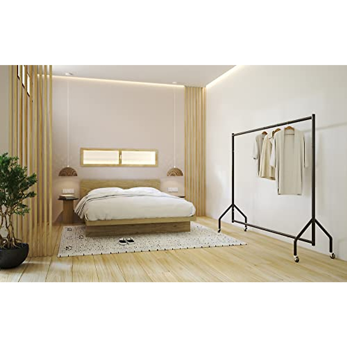 Amazon Basics Heavy Duty Rolling Garment Rack, Hanging Clothes Organizer Rail for Display and Storage, 72 x 60 Inches - Black