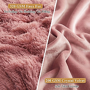 XeGe Faux Fur Throw Pillow Cases, Plush Shaggy Ultra Soft Pillow Covers, Fluffy Crystal Velvet Decorative Pillowcases, Furry Fuzzy Pillow Shams Zipper Closure, Set of 2(Standard, Old Pink)