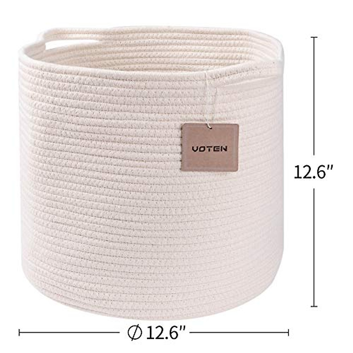 voten Off White Woven Storage Cubes Baskets Bins for 13x13 Cube Organizer/Shelving,Rope Baskets for Storage/Organizing,Toy Storage Bins,Cloth Closet Organizing Basket Bin 3 Packs,12.6x12.6’’