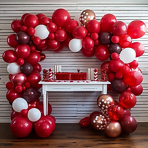 KBZVNAF Red White Balloons Garland Kit - 124Pcs Red White and Red Confetti Latex Balloons Arch for Wedding, Anniversary, Baby Shower, Birthday, Christmas Party Decorations