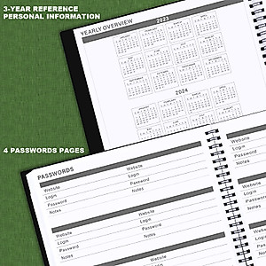 Planner 2024 - Planner/Calendar 2024, Jan.2024 - Dec.2024, 2024 Planner Weekly & Monthly with Tabs, 8" x 10", Flexible Cover + Twin-Wire Binding + Calendars, Daily Organizer - Black-Green Gilding