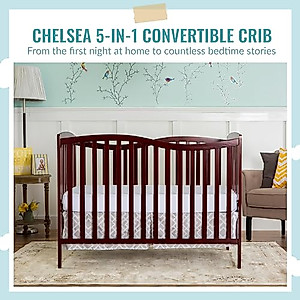 Dream On Me Chelsea 5-In-1 Convertible Crib In Cherry, JPMA Certified