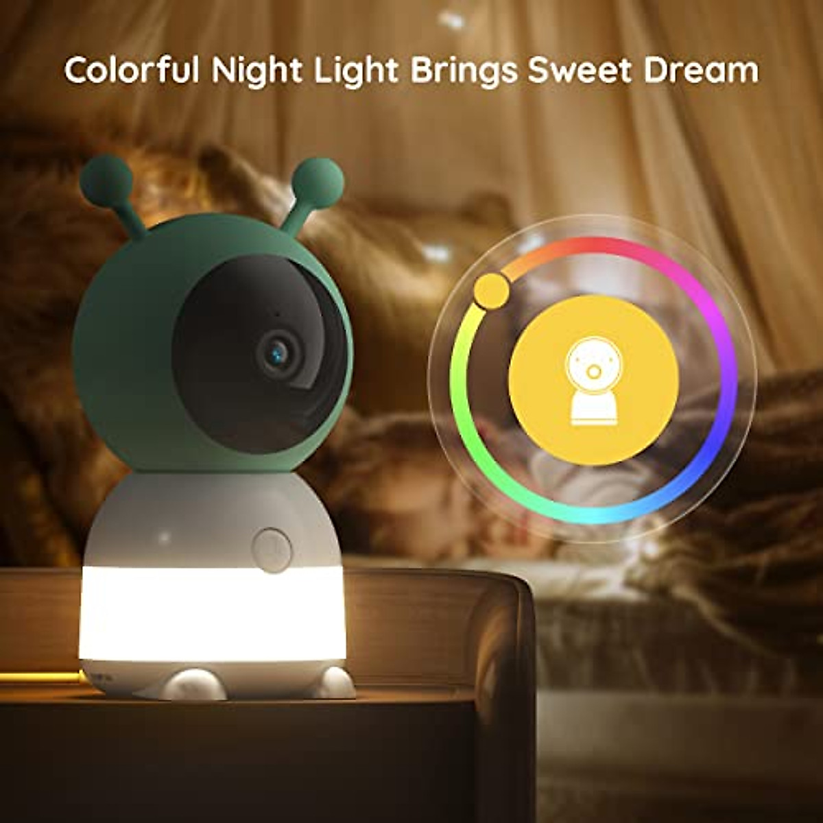 BOIFUN 5" Video Baby Monitor, 2K Baby Monitor With Night Light & Lullabies, Motion & Sound Detection, Auto Tracking & PTZ, Night Vision & Feeding Reminder, FHSS & App Control, With Wall Mount Base