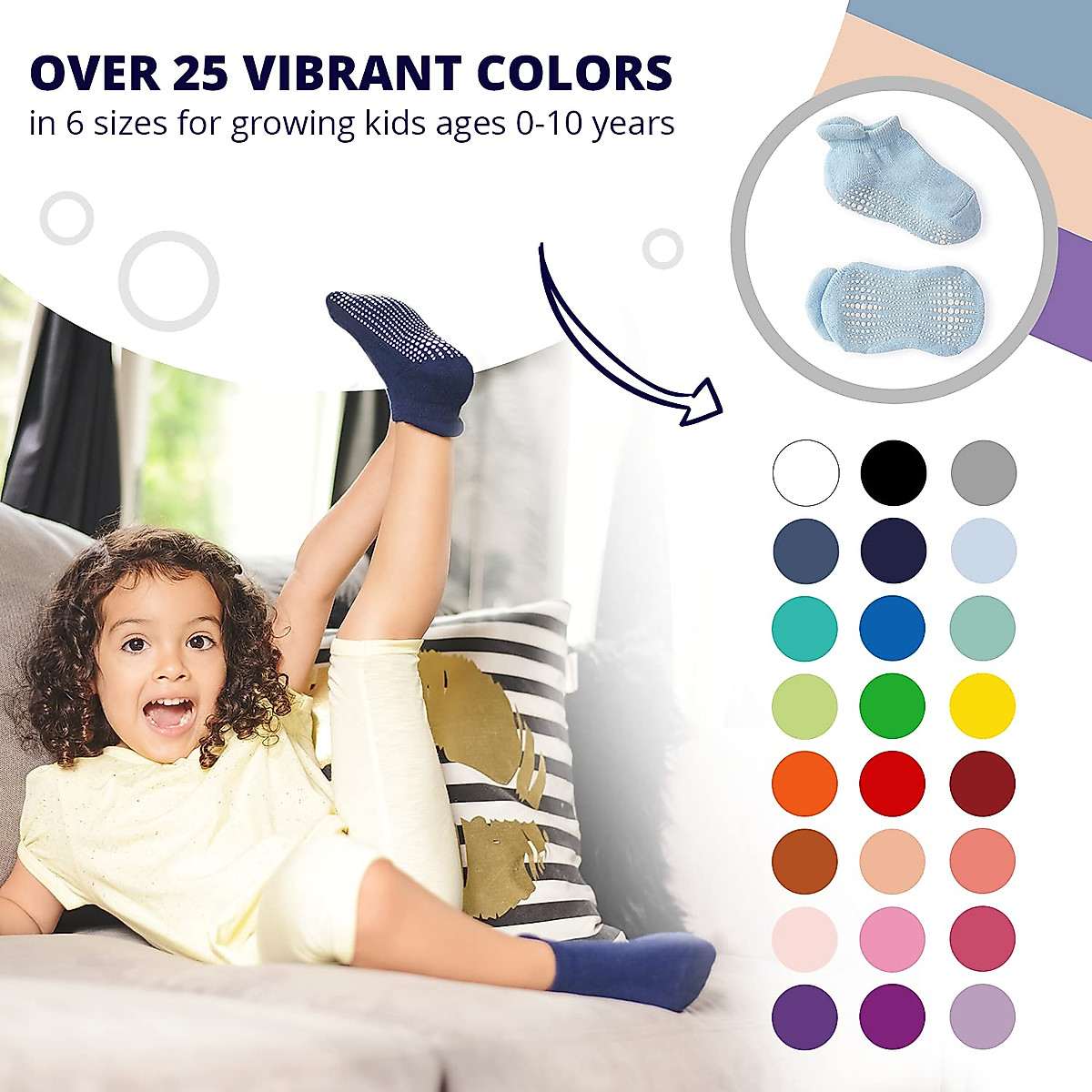 LA ACTIVE Non Slip Grip Ankle Boys and Girls Socks with Non Skid for Babies Toddlers and Kids Back to School, Ideal Gift for Mother's Day