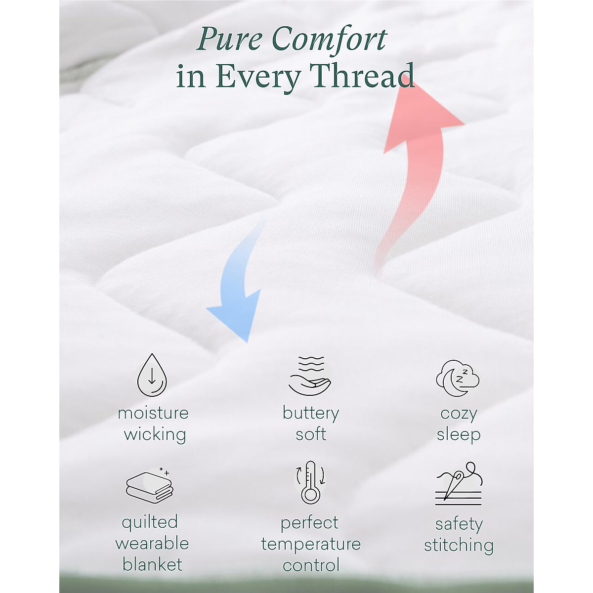 PurComfy Quilted Supersoft Sleep Sack, 2.5 TOG Premium Bamboo Viscose Warm Baby Sleeping Bag, 2-Way Zipper 6-15 Months