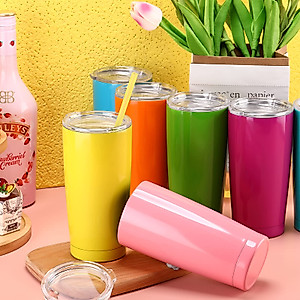 12 Pieces 20 oz Stainless Steel Tumbler Bulk with Lids, Powder Coated Travel Mug Tumblers Double Wall Vacuum Insulated Coffee Tumbler Cup for Hot Cold Water Drinks, 12 Colors