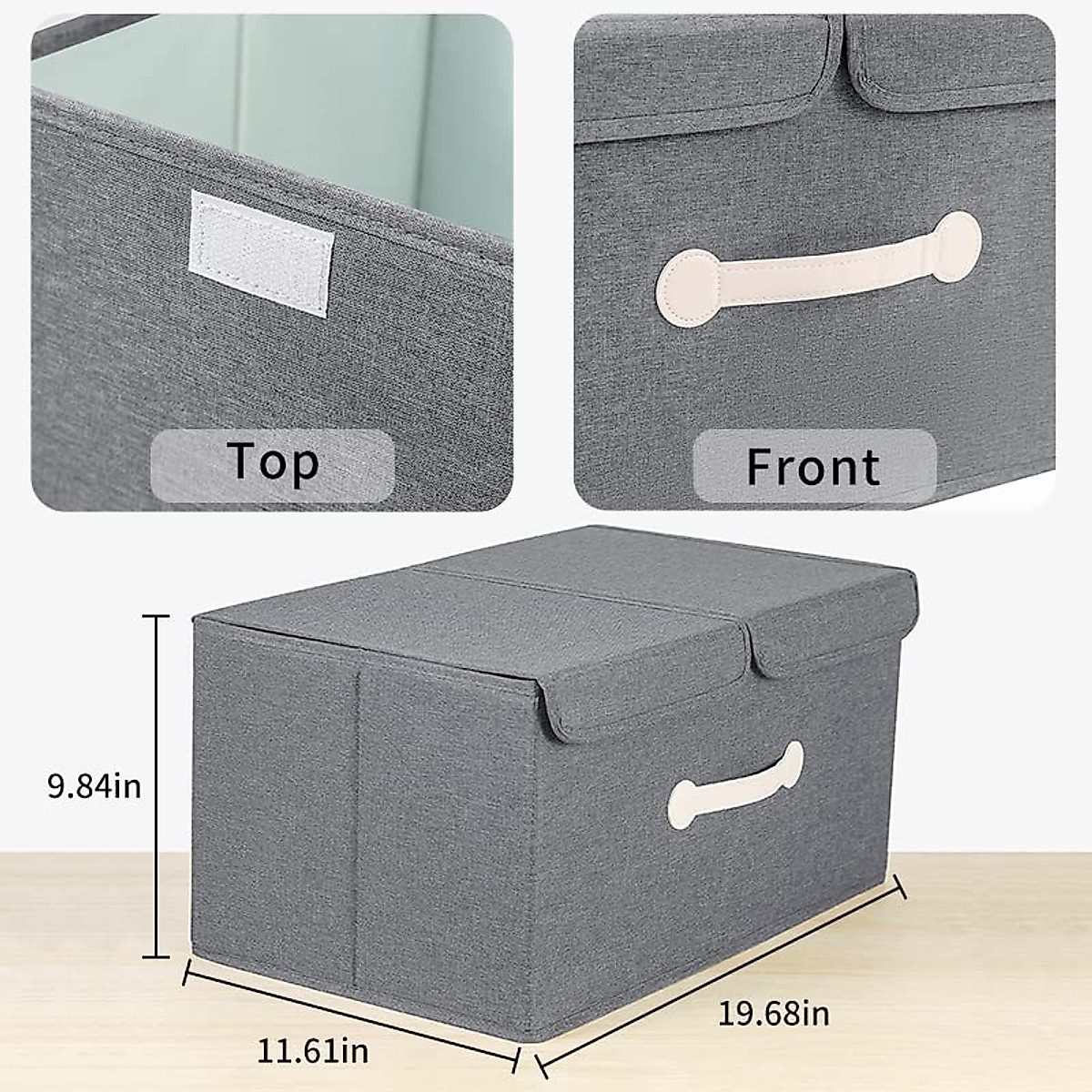 MOAOSO Storage Bins with Lids,Large Collapsible Storage Boxes with Lids 2 Pack Fabric Organizer Containers for Clothes Storage, Room Organization, Office Storage and Toy Storage (large-2pack, Gray)