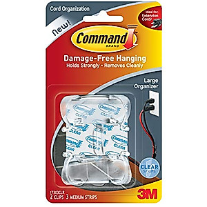 Command 17303CLR 3 Adhesive Strips Cord, Large, Clear, 2-Clips (17303CLR-ES)