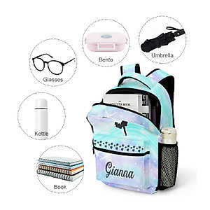 Gymnastic Purple Blue Personalized School Backpack Bags Kids Backpack for Teen Boys Girls Travel Backpack