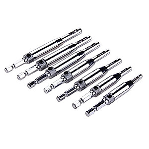 Self Centering Drill Bit with Hex Key 8 Pack, Hinge Set Tools Hole Alignment Bits 5/64'' 7/64'' 9/64'' 11/64'' 13/64'' 5mm 1/4'' for Woodworking Steel Metal