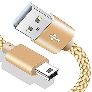 10ft Mini USB Cable Braided,SIOCEN Long Type A Male to Mini-B Charger Cord for GoPro Hero 3+,Canon PowerShot/Rebel/EOS/DSLR Camera,PS3 Controller Cord Charging Wire for Garmin Nuvi,Dash Cam,PDAs