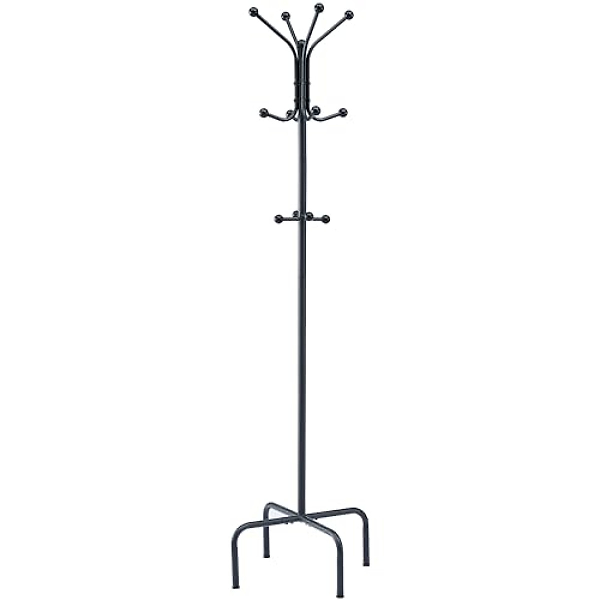 Hoctieon Coat Rack Freestanding, Entryway Coat Rack With 12 Hooks, Coat Hanger Stand, Floor Standing Metal Coat Tree,Coat Rack Stand, Heavy Duty Coat Rack, Coat Tree Freestanding, Black