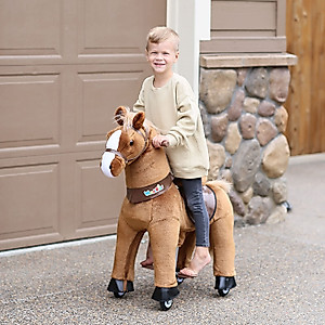 WondeRides Ride on Rocking Horse Toy Pony Cycle Plush Walking Animal Giddy up Pony Mechanical Riding Horse Medium Size 4 for Toddler Age 4-9 (36 Inch Height), Walking Horse Toy with Wheels