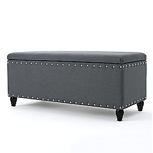 Christopher Knight Home Tatiana Fabric Storage Ottoman, Charcoal