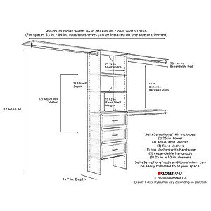 ClosetMaid 1937040 SuiteSymphony Modern 25-Inch Closet Organizer with Shelves and 3-Drawers, Pure White
