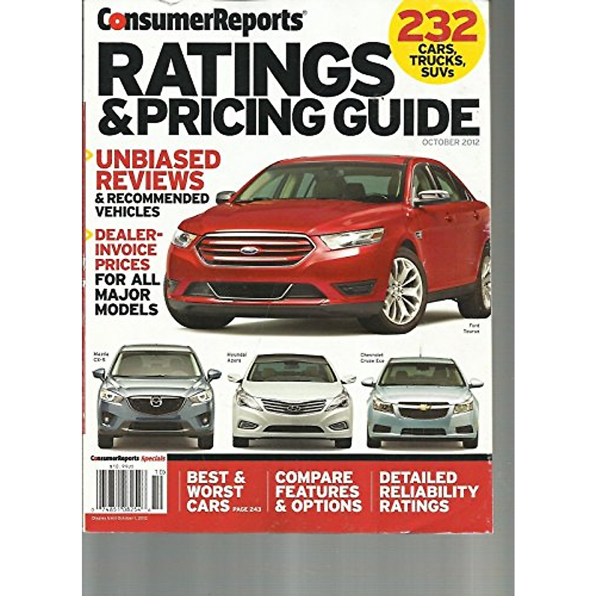 CONSUMER REPORTS, RATING & PRICING GUIDE, OCTOBER, 2012 (UNBIASED REVIEWS)