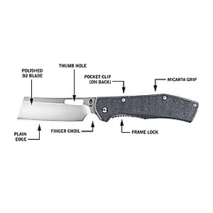 Gerber Gear 31-003902 Flatiron Micarta Folding Pocket Knife Cleaver, 3.6 Inch Blade, Grey