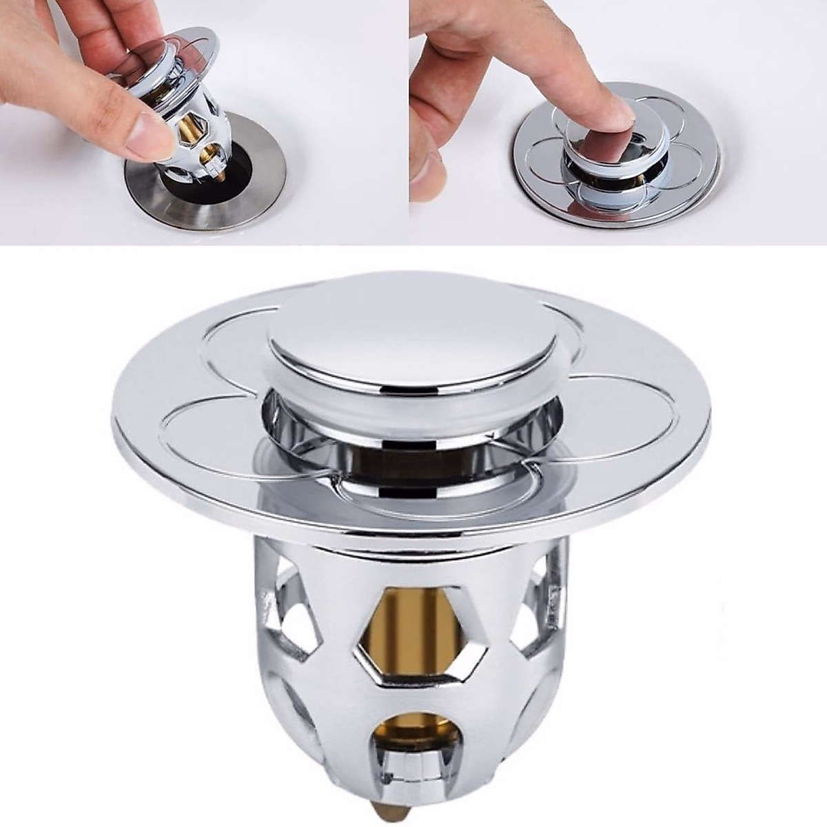 BILIKEYU Sink Drain Stoppers 2024 Newest Sink Stopper with Hair Catcher Washbasin Water Head Plug Bathroom Sink Drain Strainer for 1.341.57in Drain Hole Bathtub Drain Home Tools (A, One Size)