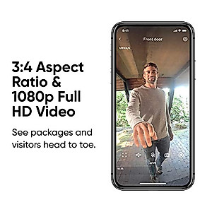 WYZE Video Doorbell with Chime (Horizontal Wedge Included), 1080p HD Video, 3:4 Aspect Ratio: 3:4 Head-to-Toe View, 2-Way Audio, Night Vision, Hardwired