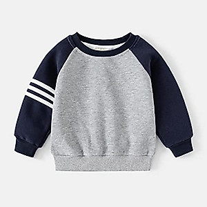 Avidqueen Toddler Baby Boy Clothes Sweatshirt Outfits Little Boy Outfits Long Sleeve Tops and Pants Set(5-Navy gray,2-3T)
