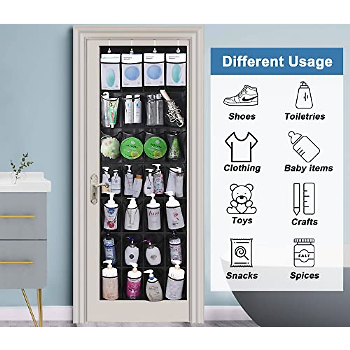 MISSLO 24 Large Mesh Pocket and 28 Large Pockets Hanging Shoe Organizer Over The Door Shoe Rack for Closet Door Storage Shoe Holder Hanger for Men