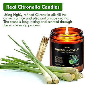 Citronella Candles Outdoor Indoor, Large Scented Jar Candles Gift Set up to 120 Hours Burning, Soy Wax Candles, Candles Gifts for Women, Garden, Patio, 2x8 Oz